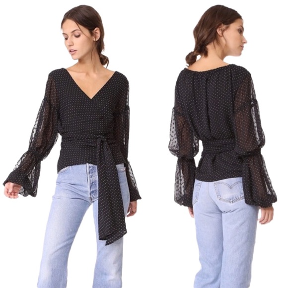 Club Monaco | Tops | Club Monaco Black White Polkadot Wrap Blouse ...